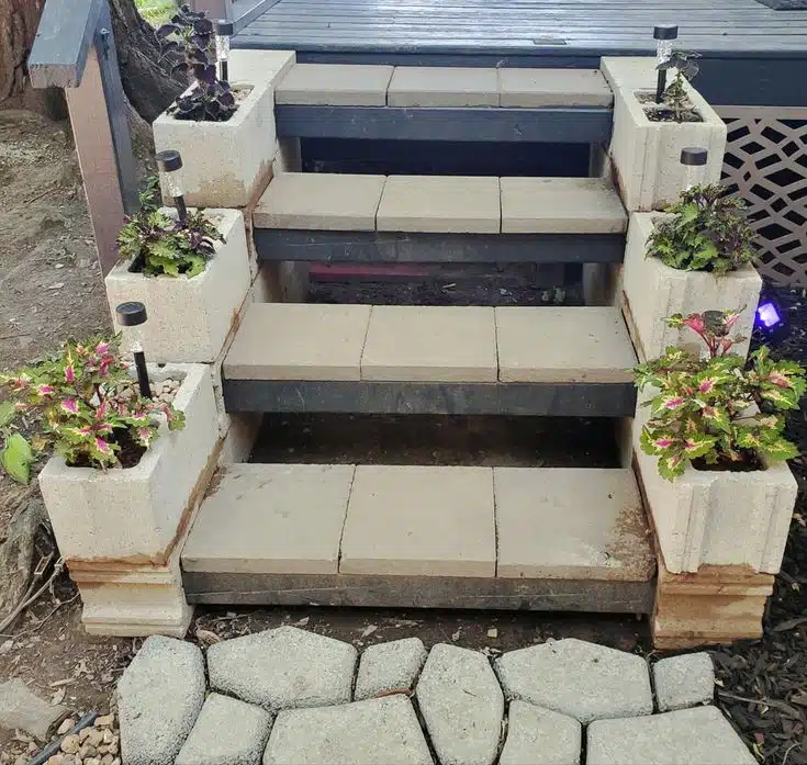 Colored Cinder Block Garden Ideas